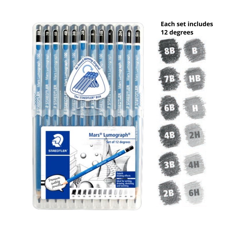 STAEDTLER Mars Lumograph Set of 12 degrees | Shopee Malaysia