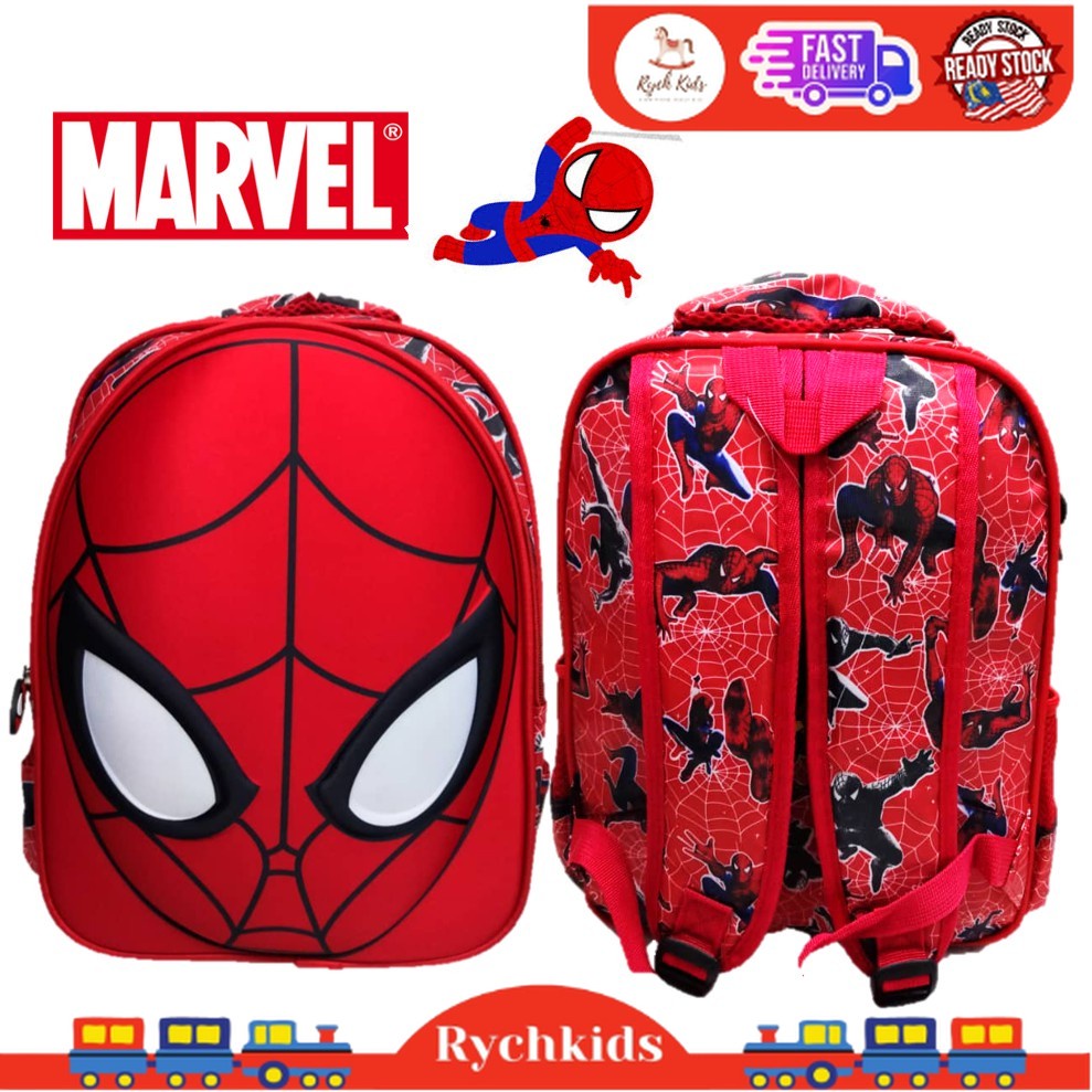 Spiderman Superhero Bag Kid Backpack Marvel Beg Budak Sekolah School ...