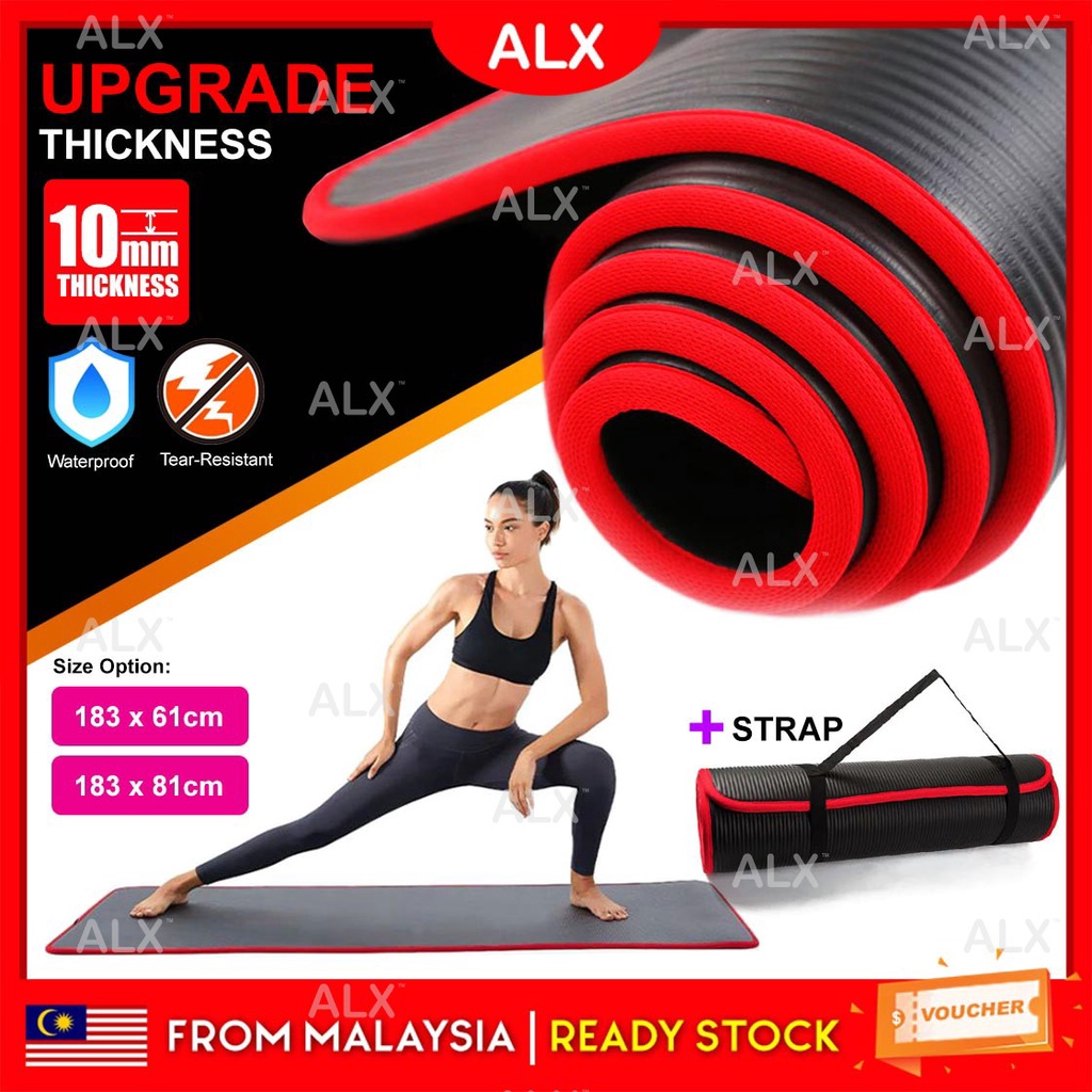 (Crazy Sales) 10mm Extra Thick Yoga Mat Non-Slip Anti-Tear Sport ...