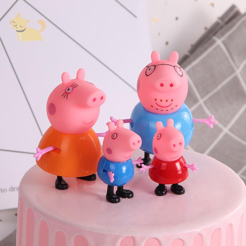 4pcs/set of pink pig cake topper cartoon pig cake decoration set cute ...