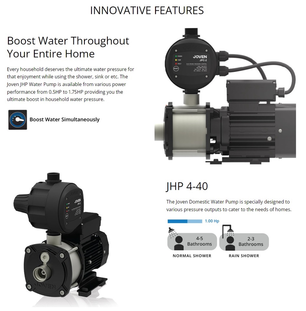 Joven Automatic Domestic Water Pump JHP4-40 1.0hp JHP440 | Shopee Malaysia