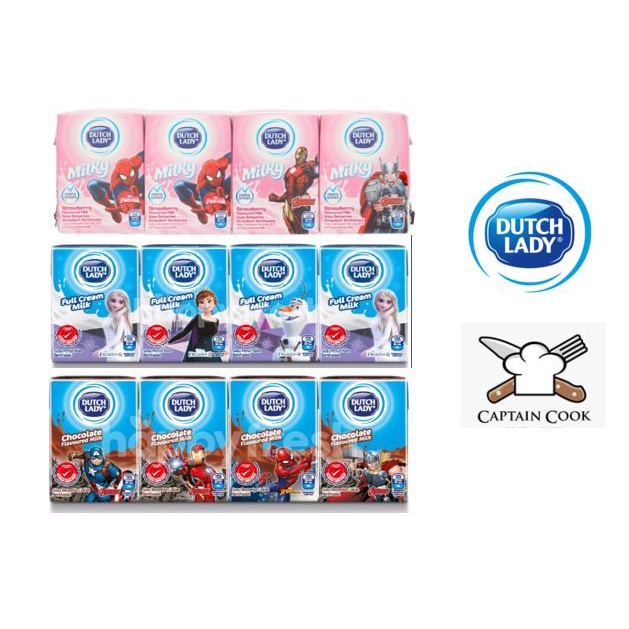 DUTCH LADY UHT Kids Mini Milk 125ml x 4 ( Full Cream / Strawberry ...