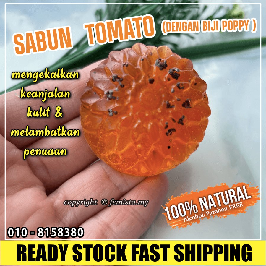 🔥Sabun Tomato🔥 | 100% Natural TANPA PENGAWET | Shopee Malaysia