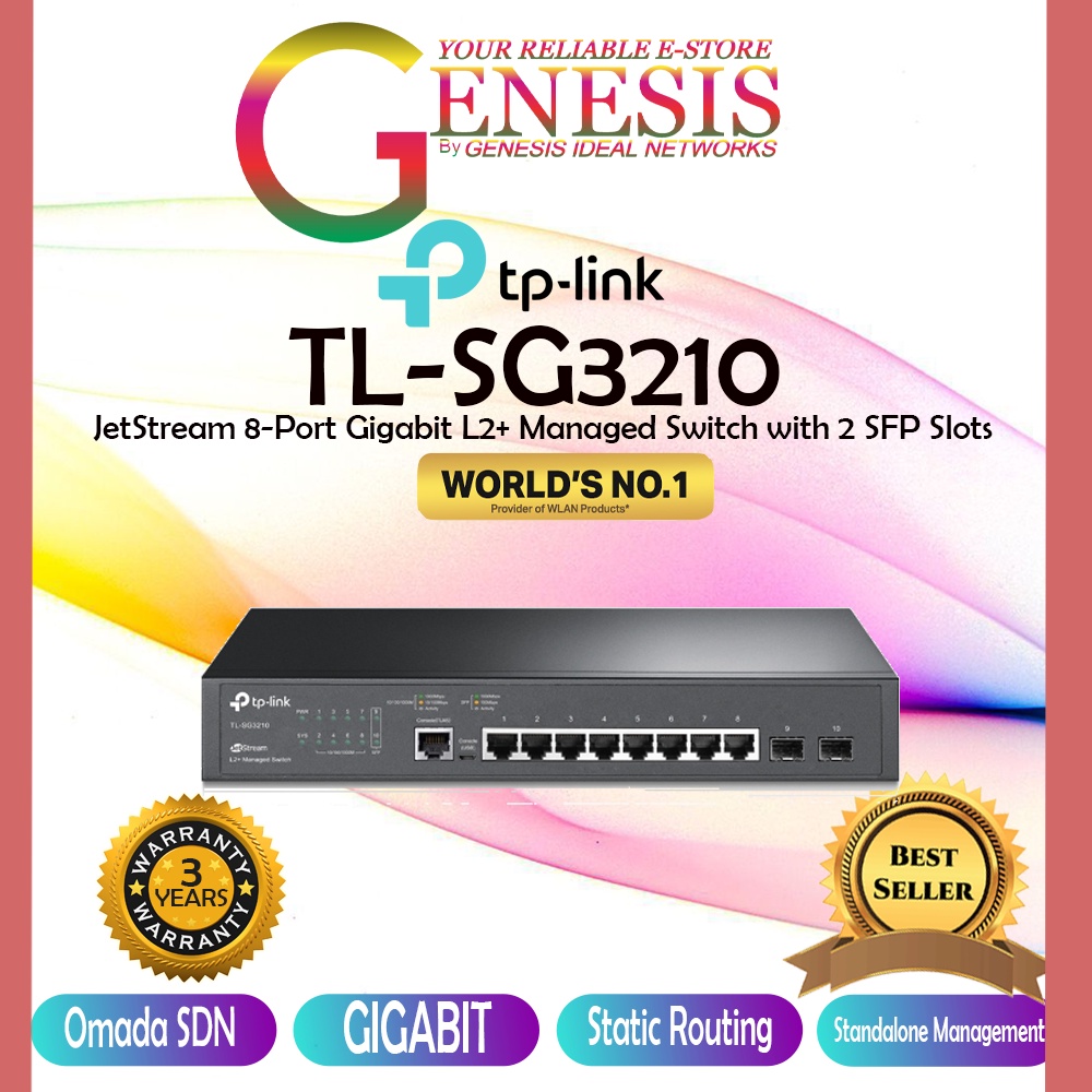 TP-LINK TL-SG3210 JetStream 8-Port Gigabit L2+ Managed Switch with 2 ...