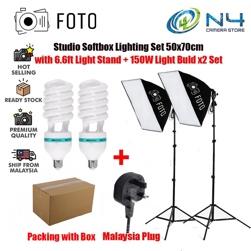 Foto 150W Studio Light Set Softbox Lighting E27 Socket Light Lamp 5500K ...