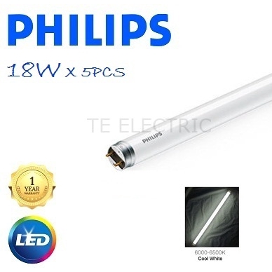 (5PCS) PHILIPS ECOFIT 18W T8 LED TUBE 1200MM 4FT 6500K ONE SIDE WIRING SIRIM DAYLIGHT | Shopee ...