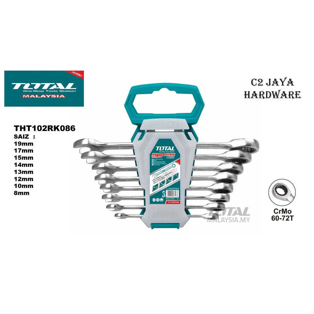 TOTAL [ THT102RK086 ] Ratchet Spanner Set ( 8Pcs ) | Shopee Malaysia