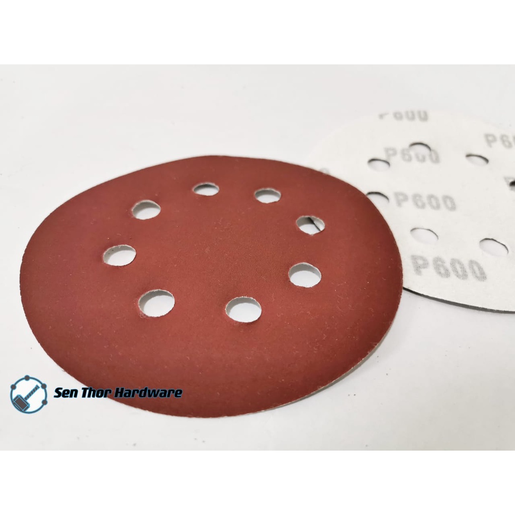 5 inchi 8-Hole Brown Flocking Loop Round Sand Paper 5寸8孔植绒褐色圆砂纸 Sen ...