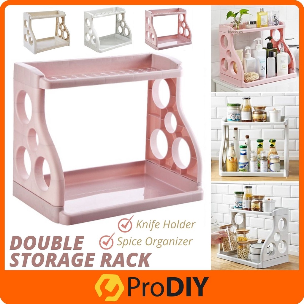 Plastic Double-layer Seasoning Rack / 2-Tiers Seasoning Rack ...