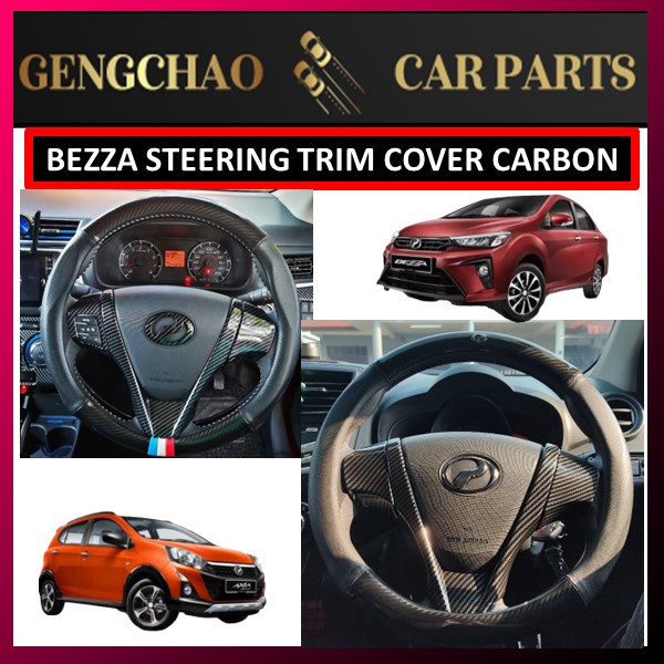 PERODUA BEZZA & AXIA (ALL) STEERING TRIM COVER CARBON FIBER / STEERING ...
