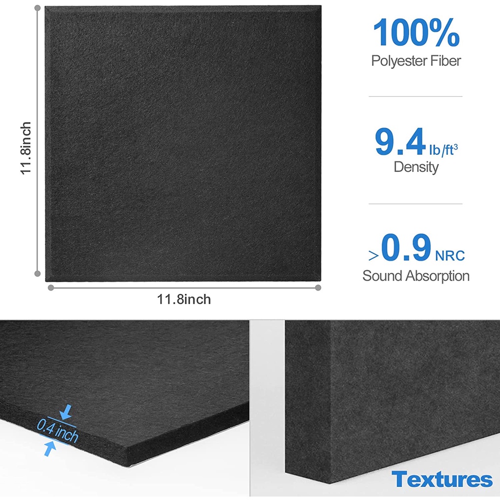 6Pack Square 30x30cm Acoustic Panel Self Adhesive Sound Proof Foam ...