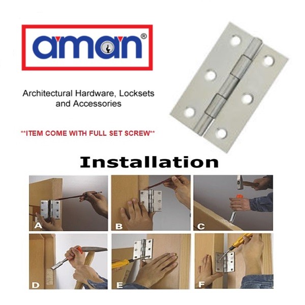 AMAN STAINLESS STEEL 3" DOOR HINGES (SSH-3015) | Shopee Malaysia