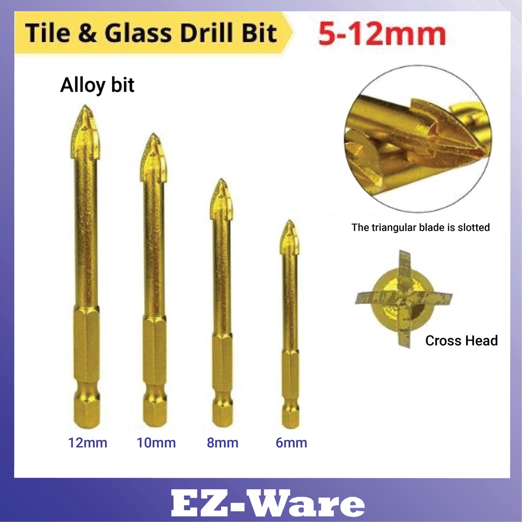5mm/6mm/8mm/10mm/12mm Cross Tip Glass & Tile Drill Bit | Shopee Malaysia