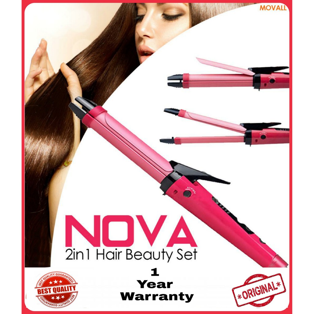 NOVA Original 2 in 1 Hair Beauty Set/Iron Straightener/Curler.(Ready Stock) | Shopee Malaysia