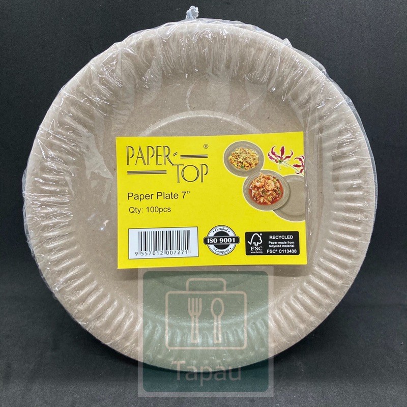 TAPAU - 7 inch Paper Plate ( 100pcs± ) MUDA Disposable Paper Plate ...