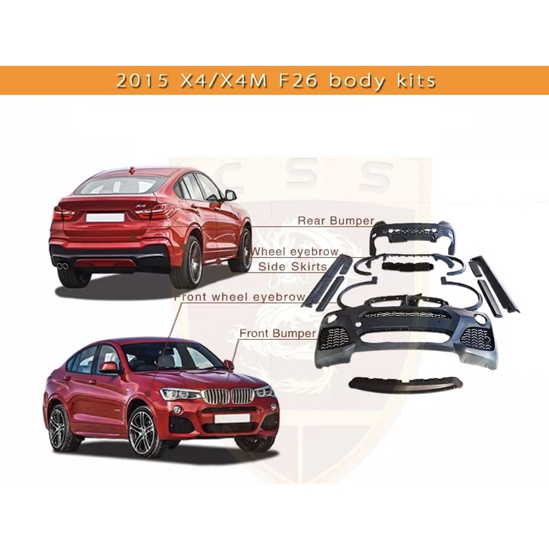 BMW F26 X4 2015 2016 2017 M sport bodykit body kit front side rear ...