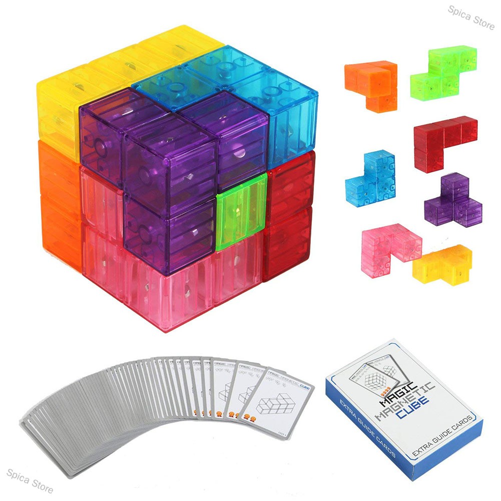 Magnetic Buliding Blocks Magic Magnetic Cube 7pcs Magnetic Bricks & 54 ...