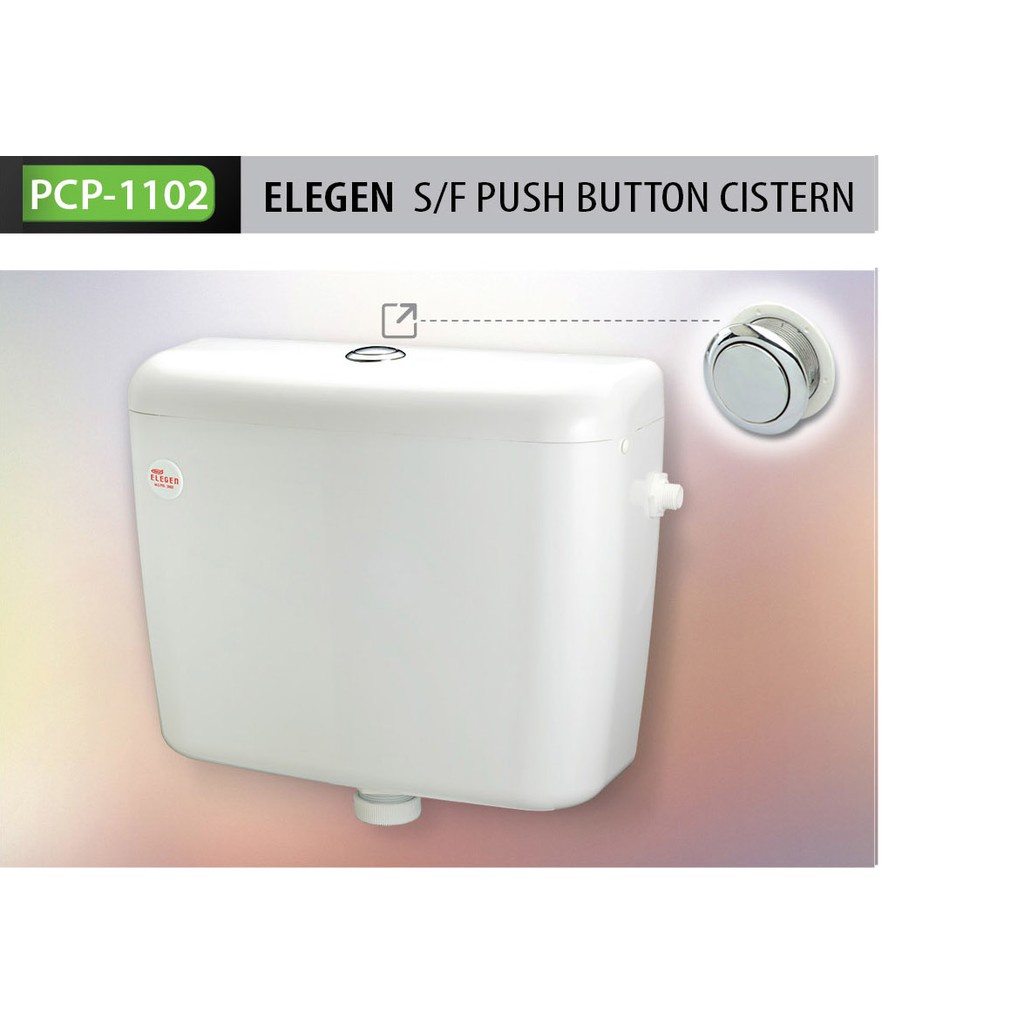 TECHPLAS ELEGAN White Single Flush Push Button Toilet Plastic Cistern ...