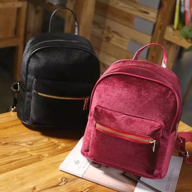 (PO) Suede Backpack (2 Sizes) | Shopee Malaysia