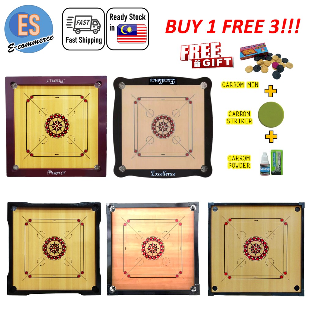 TRADITIONAL GAME CARROM BOARD WOOD (FREE CARROM MEN , CARROM STRIKER ...