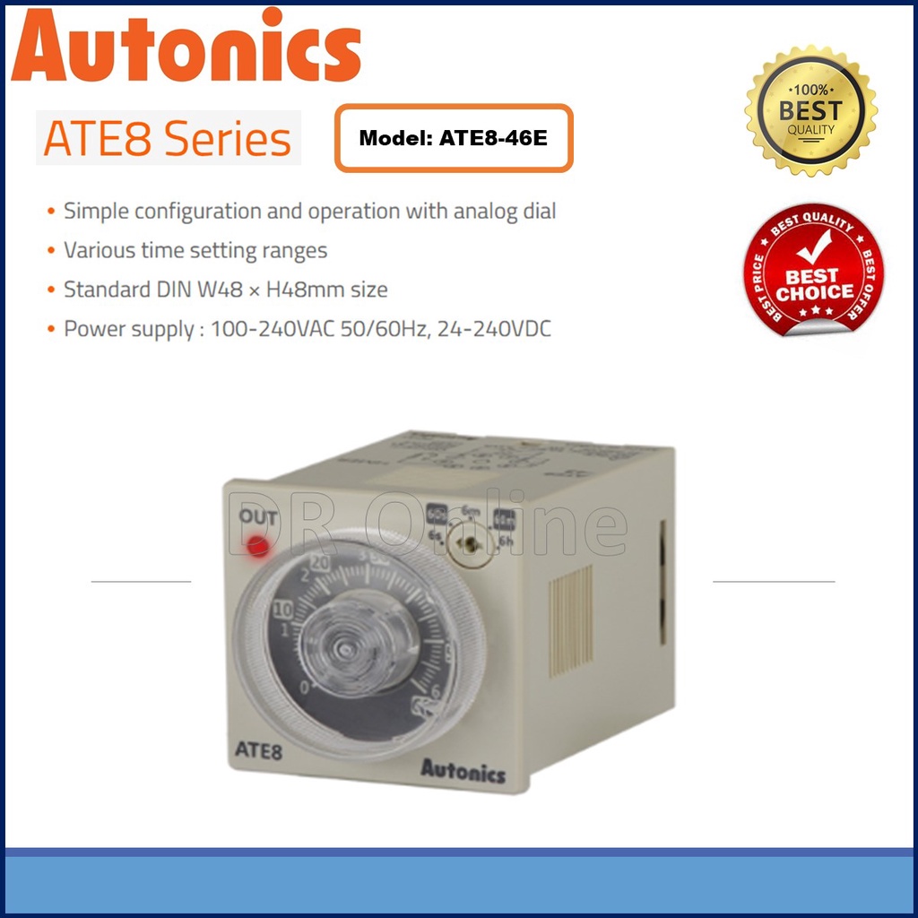 Autonics Multi Range Analog Timer Ate8 46e 6s 60s 6m 60m 6h100 240vac 24 240vdc ~ Ate8 46e