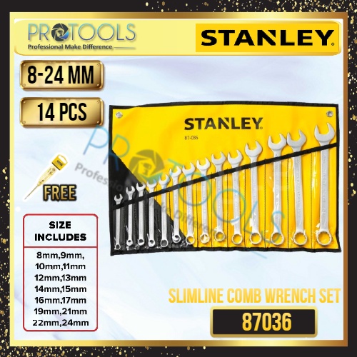 Stanley STHT87036 Original 87-036 Spanner Wrench Set 14PCS (8mm-24mm ...