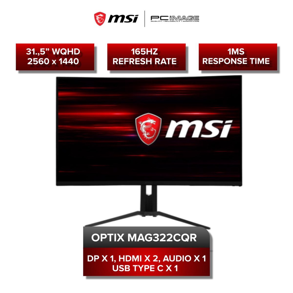 MSI OPTIX MAG322CQR 1MS 2K 165Hz WQHD Curved 32" VA Gaming Monitor ...