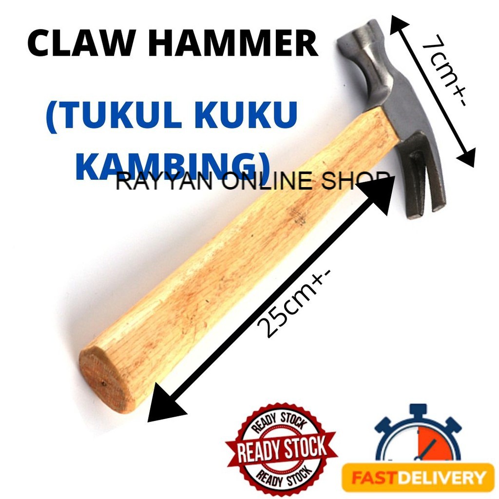 MALAYSIA STOCK- Small Wooden Handle Claw Hammer / Tukul Besi Kuku ...