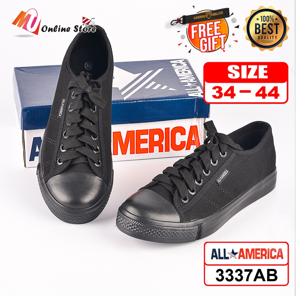 MU KASUT SEKOLAH HITAM ALL AMERICA 3337AB / STUDENT SCHOOL BLACK SHOES ...