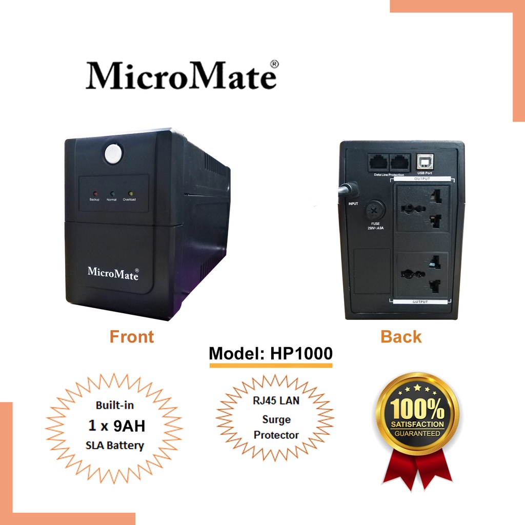 MicroMate HP Series Line Interactive 1000VA Uninterruptible Power ...