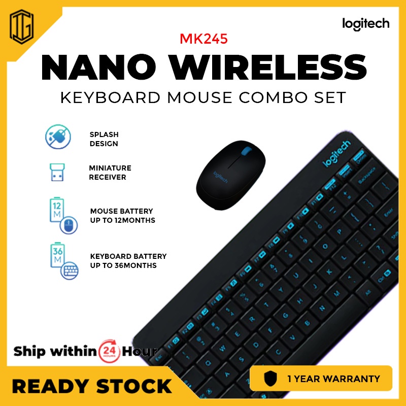 Logitech Mk245 Nano Wireless Keyboard With Mouse Combo Set Splash Design Long Battery Life 2