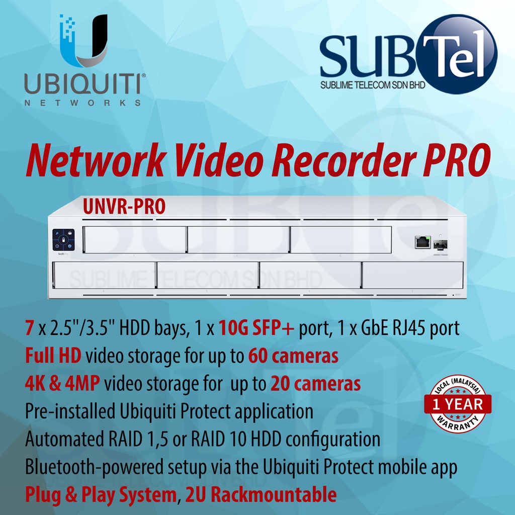 Ubiquiti Network Video Recorder UNVR PRO UNVR-PRO Storage for 20x 4K ...