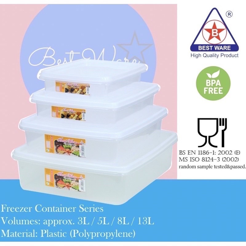 BESTWARE Transparent Plastic Freezer Container / Storage Container / Food Container / Bekas ...
