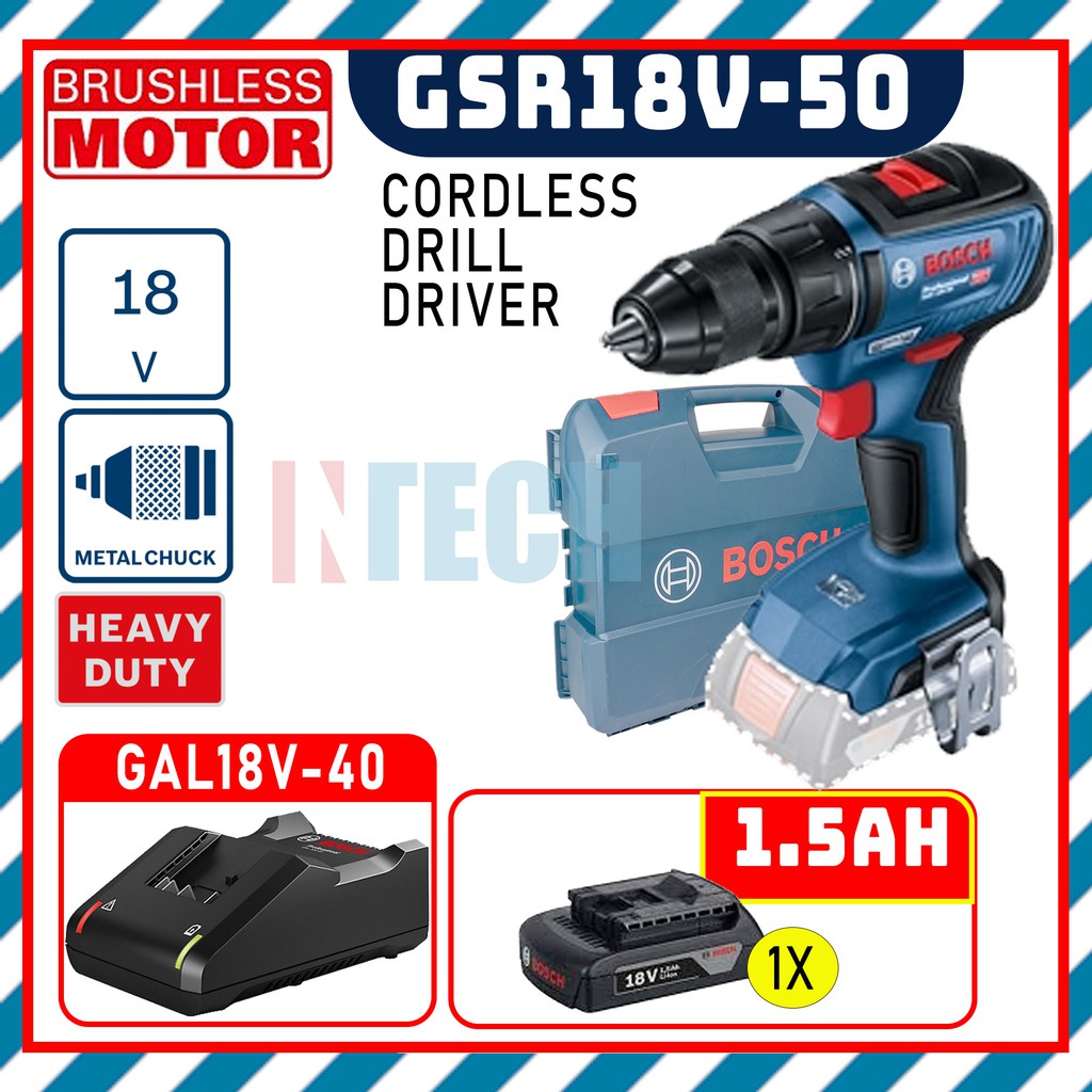 BOSCH GSR18V-50 / GSR18V50 CORDLESS DRILL/DRIVER (BRUSHLESS MOTOR) C/W ...