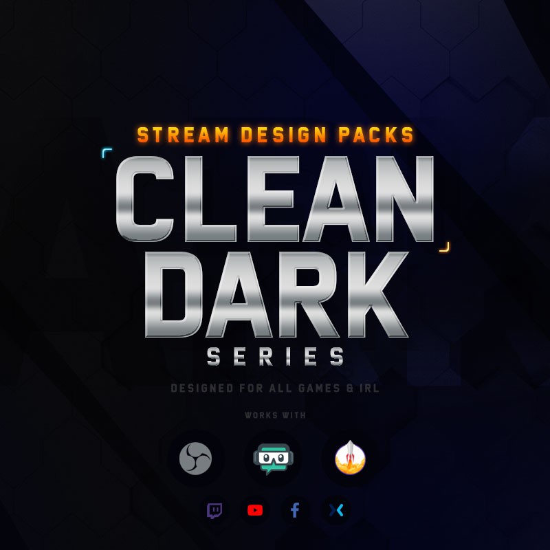 [Overlay] Clean Dark Series Package - OBS Studio, Streamlabs, Facebook ...
