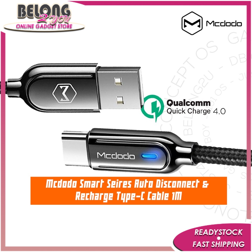 MCDODO CA-6190 AUTO DISCONNECT TYPE-C QC 3.0 USB CABLE | Shopee Malaysia
