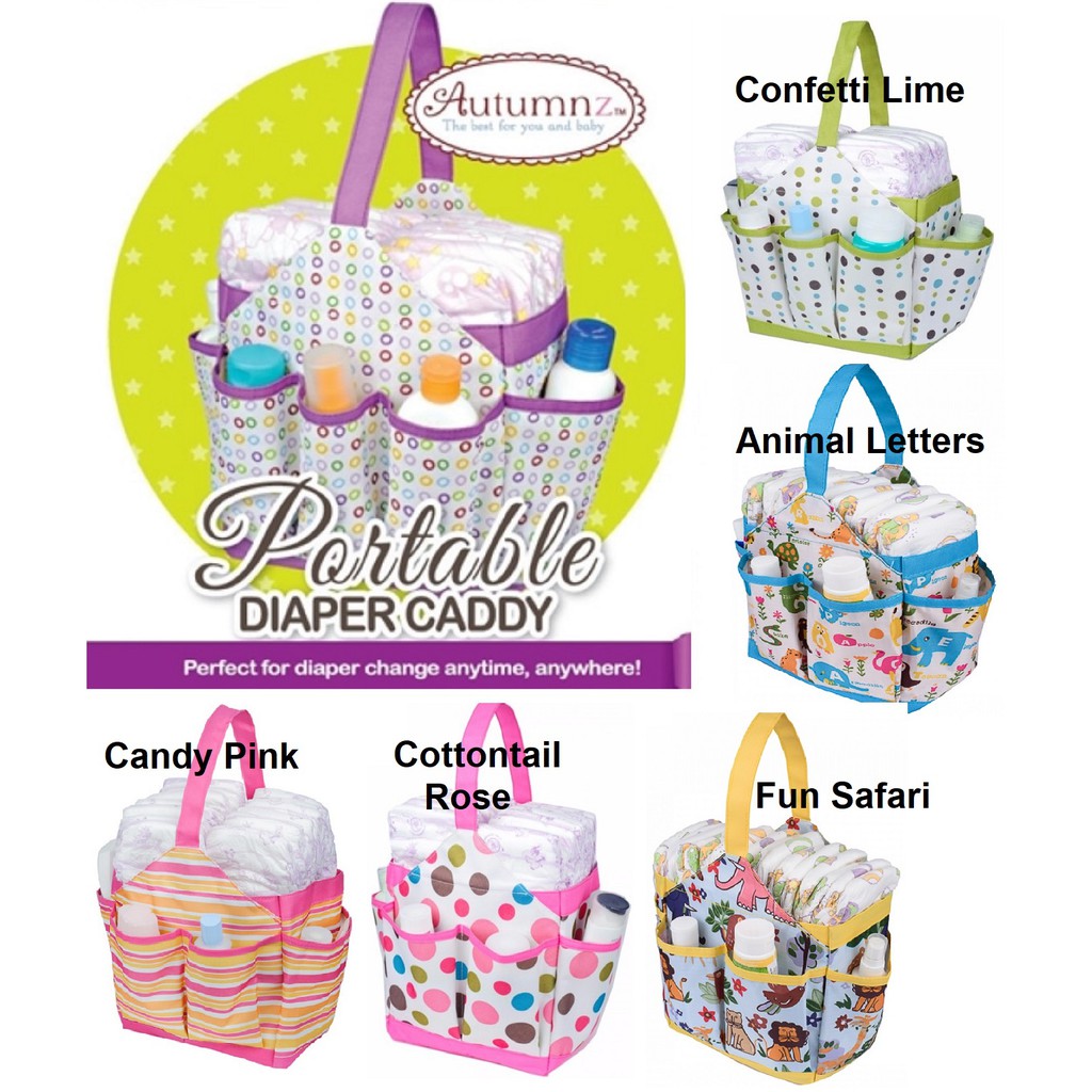 AUTUMNZ Portable Diaper Caddy (Confetti Lime/Cottontail Rose/Candy Pink ...