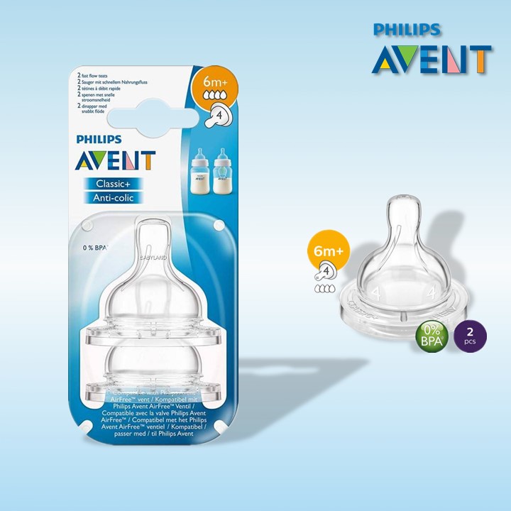Philips Avent Teats Classic Fast Flow 6 Month 2 Pcs Replacement