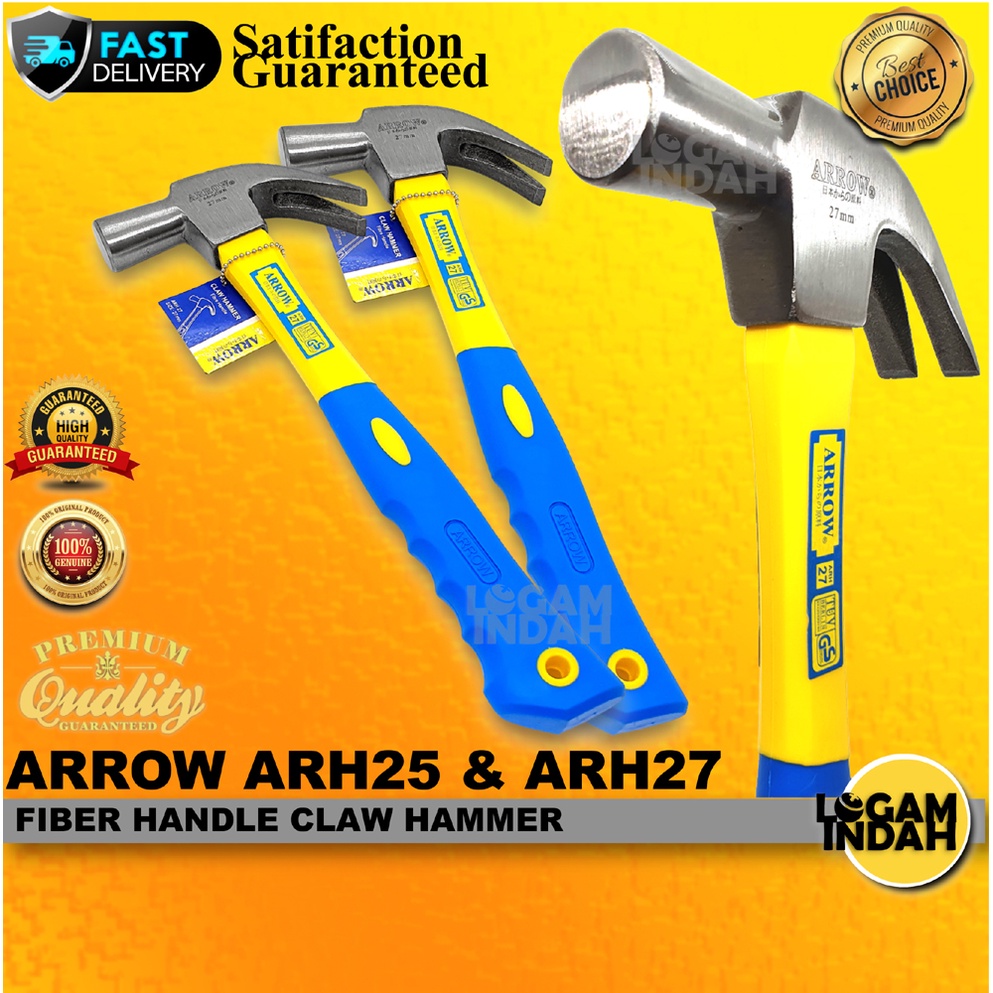 ARROW 25MM / 27MM PREMIUM QUALITY FIBER HANDLE CLAW HAMMER / PENUKUL ...