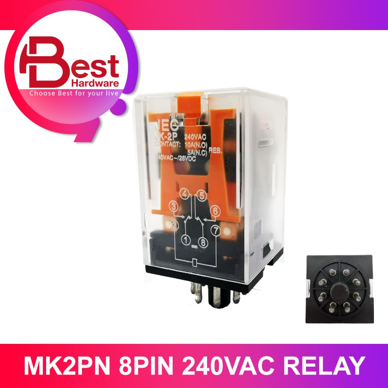 BEST HARDWARE - MK2PN | JK-2P 8PIN 12V|24V|240V AC/DC RELAY (ROUND TYPE ...
