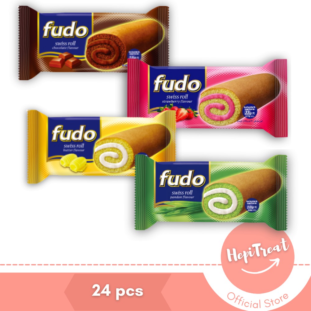 Fudo Swiss Roll Cake 瑞士卷 Chocolate / Strawberry / Butter / Pandan 24 x ...