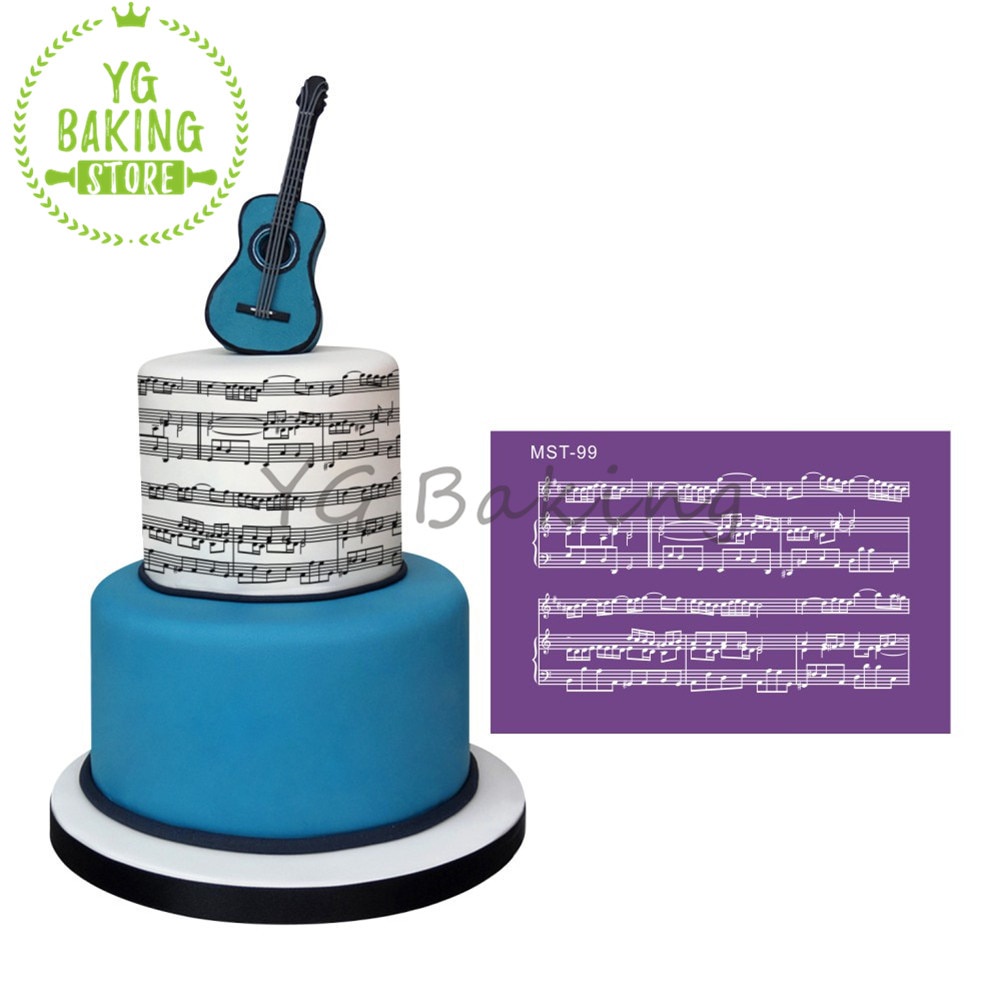 Musical Note Design Mesh Stencil For Wedding Cake Border Stencils ...