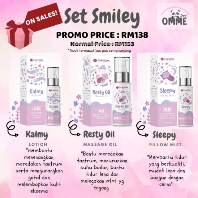 PROMO !!! Set Smiley {Kalmy , Resty Oil , Sleepy} | Shopee Malaysia