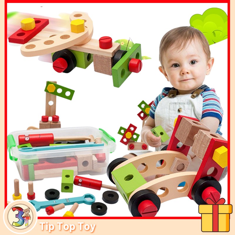 Wooden Tool Toys Pretend Play Tool Box Accessories Set - For Kids Toy/ For Kids Birthday Gift ...