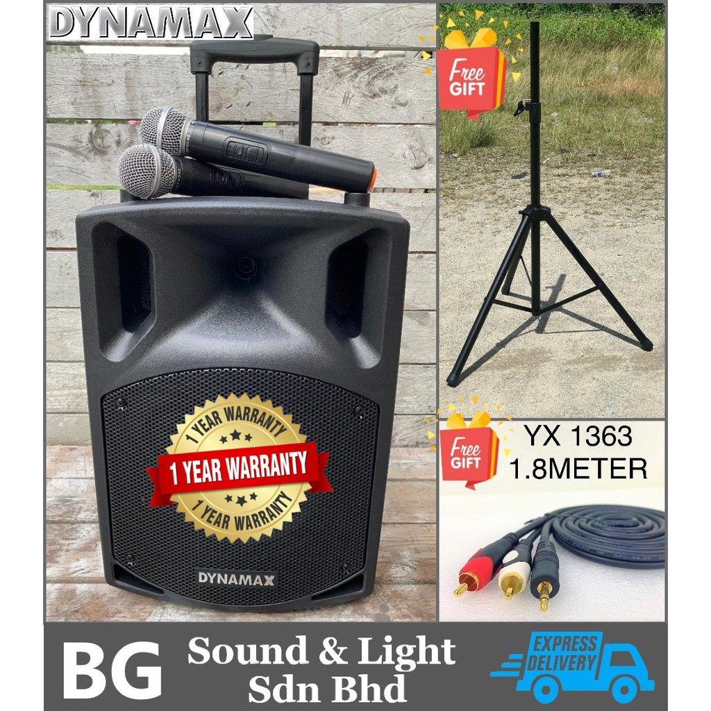 Dynamax PRO110A 10 Inch Portable Speaker With Bluetooth,2 Wireless Mic ...