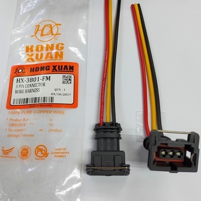 HX-3801-FM HONGXUAN 3 PIN WIRE HARNESS FEMALE PROTON WIRA MAP SENSOR ...