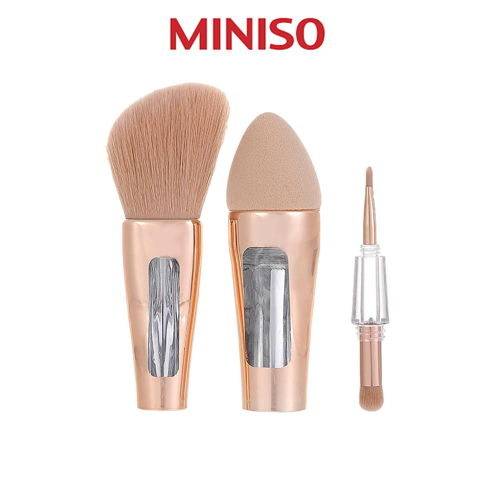 MINISO 4 in 1 Double-head Makeup Brush (Powder Puff Blush Brush ...