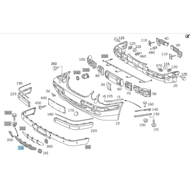 Mercedes Benz Front Bumper Lower Centre Grille W210 FC6/99 2108850053 ...