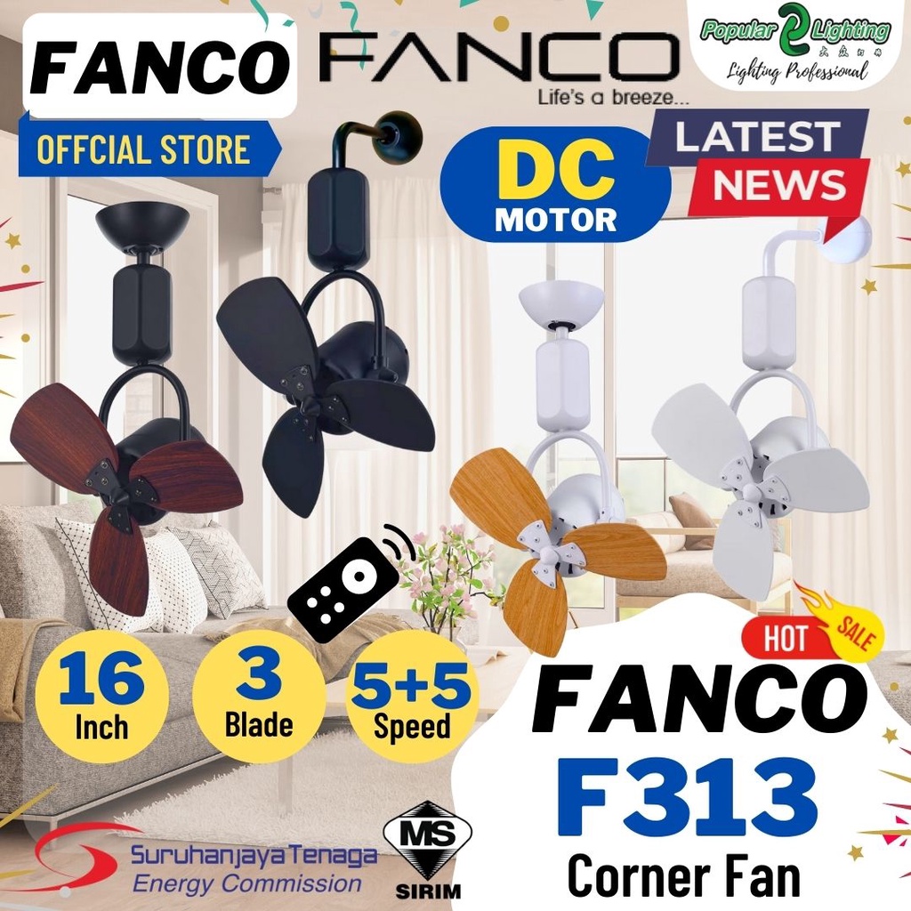 Fanco F313 16 Inch 5 Speed Corner Fan Wall Fan WITH DC Motor AND 3 ...