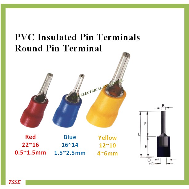 Pvc Insulated Pin Terminals / Round Pin Terminals | Shopee Malaysia